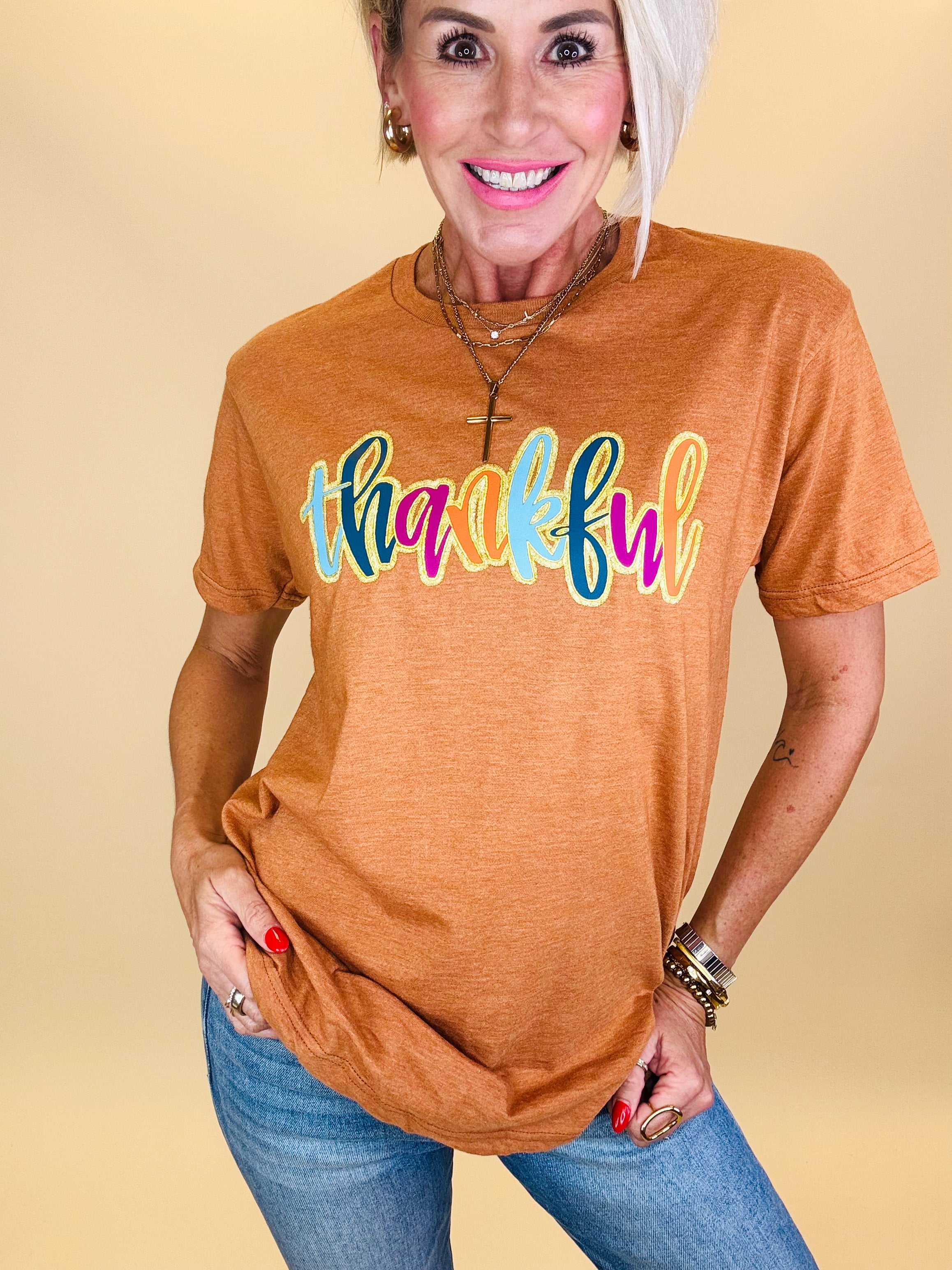 Thankful color shimmer tee – Twisted Sis Boutique
